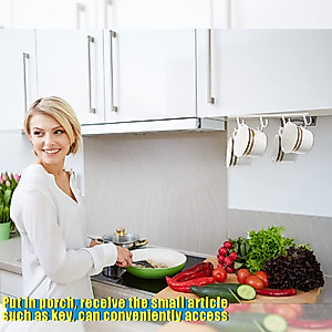 Hotop 3 Pieces Under Cabinet Coffee Cup Hooks Hanging Coffee Mug Holder Tea Cup Holder Hooks Coffee Mug Rack Metal Mug Hooks for Mugs Coffee Cups Kitchen Utensils Display, 8 Hooks Each (White)