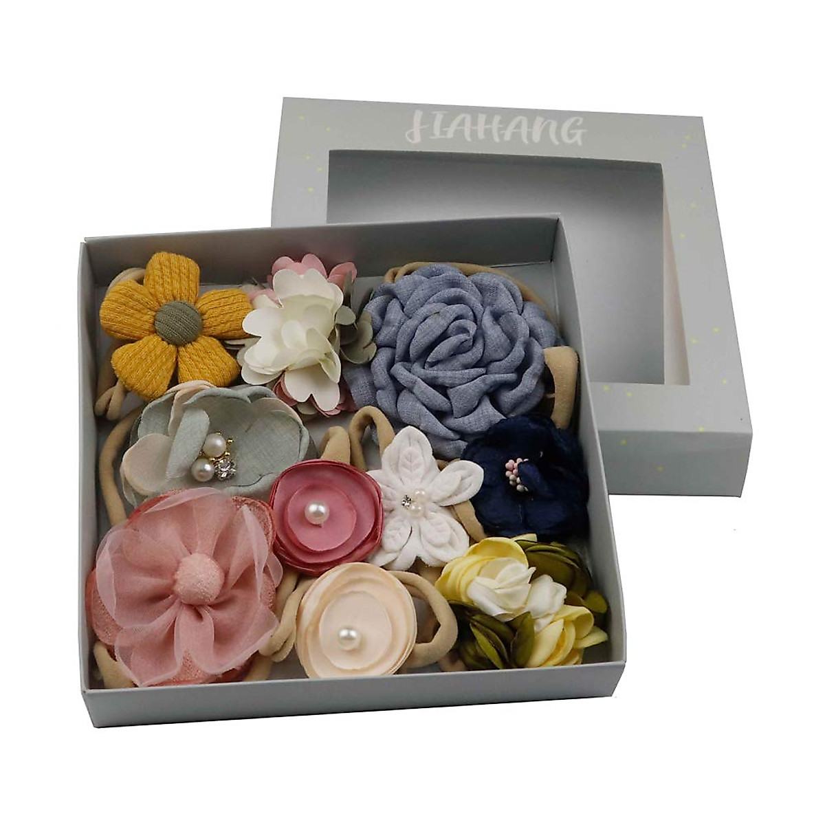 JIAHANG Baby Girls Hair Bow Headbands Nylon Flower Hairband Floral Hair Accessories 10PCS for Newborn Infant Toddlers