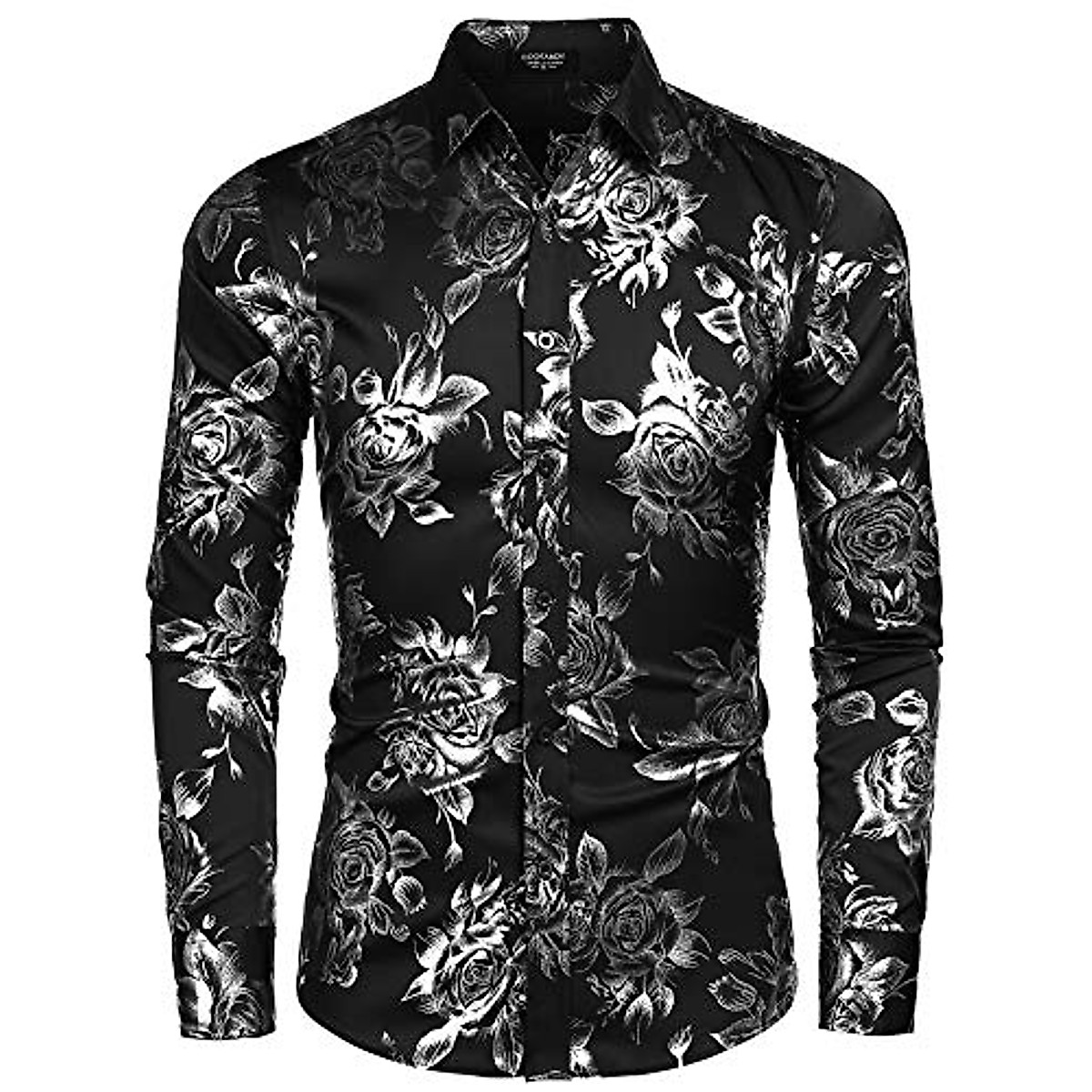 COOFANDY Mens Rose Shirt Long Sleeve Dress Shirt Button Down Casual Slim Fit