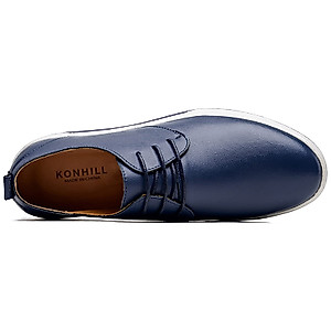 konhill Men's Casual Oxford Shoes Breathable Flat Fashion Lace-up Dress Shoes,Navy,45