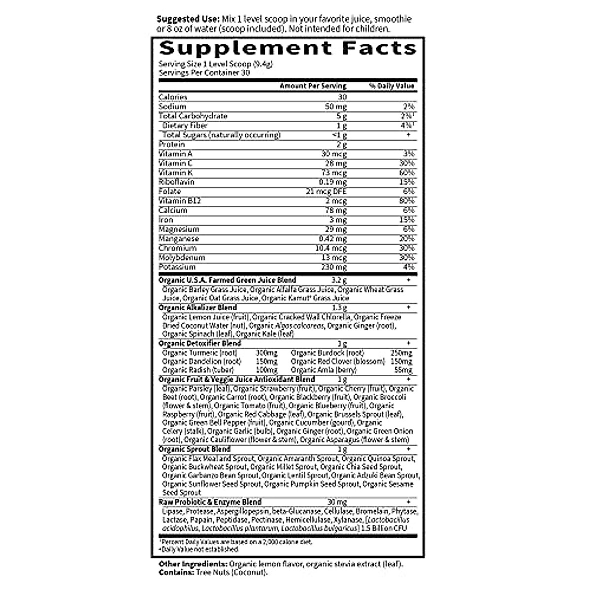 Garden of Life Raw Organic Perfect Food Alkalizer & Detoxifier Juiced Greens Superfood Powder - Lemon Ginger, 30 Servings - Non-GMO, Gluten Free Whole Food Dietary Supplement, Plus Probiotics