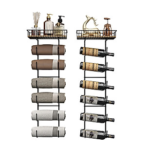 Simple Trending Wall Towel Rack for Rolled Towels, Mount Towel Holder for Bathroom Organizer, Black