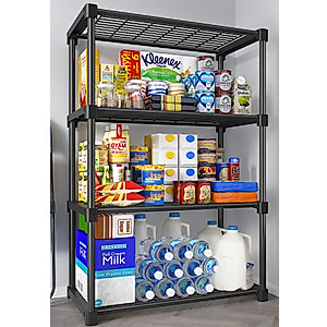 REIBII Wire Shelving Shelving Units and Storage Metal Shelves Storage Shelves 4-Tier Shelving Unit Storage Shelf Pantry Shelves Wire Shelf, 25.6" W x 15.8" D x 47.3" H