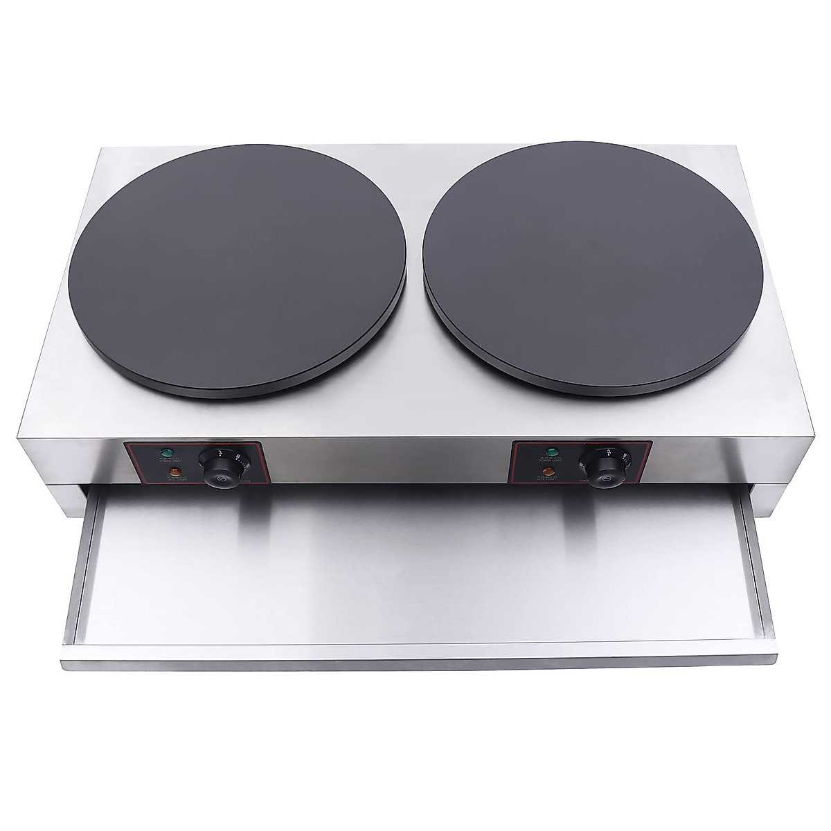 Commercial Electric Crepe Maker Machine, 2-Burner Crepe-Making Table Pancake Machine, Breakfast Griddle Hot Plate Cooktop, Pancake Maker 110V 16"