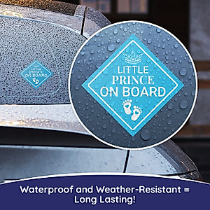 Super Cute, Elegant 4.5in Prince on Board Sticker 1pk. Bright Blue Diamond Newborn Caution Car Bumper Decals. Premium Vinyl Baby Safety Warning Label for Vehicles, Trucks, Automobiles, Cars, Vans