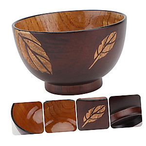 ABOOFAN 3 pcs leaves wooden bowl vegetable container pasta container rice bowls japanese Wooden Eating Bowl sushi rice bowl Wooden Salad Jujube wood Kitchen Wood Bowl Solid Wood Bowl salt