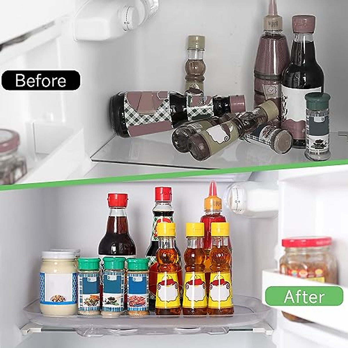 Square Lazy Susan for Refrigerator, ANTAND Rectangle Lazy Susan Organizer Turntable for Cabinet Clear Rectangular Lazy Susan Kitchen Organizer for Refrigerator Pantry Kitchen Countertop Vanity Display