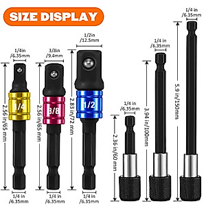 22 Flexible Drill Extension Hex Shank Drill Bit Kit Rotatable Joint Socket 1/4 3/8 1/2 Inch Hex Socket Adapter Socket Bendable Drill Bit Extension Screwdriver 105 Degree Angle Drill Bit Extension