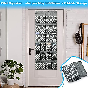 3 Pcs Over The Door Shoe Organizer 24 Large Fabric Pocket Hanging Shoe Rack Holder for Closet Heavy Duty Shoe Storage Organizer Hanger with Sturdy Mental Hook for Sneakers High Heels Men Women Kid