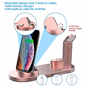 Multifunctional 4 in 1 Wireless Charger Fast Charging Dock Stand Desktop Charging Station (Black)