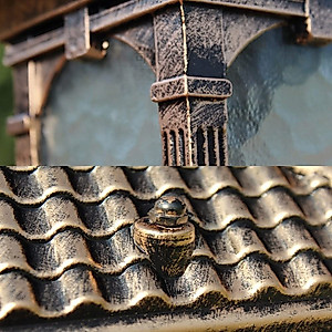 MODEBHD European Copper Column Lamp Outdoor Waterproof Garden Table Lamp Glass E27 Decoration Illumination Bollard Lamp Terrace Balcony Corridor Aisle Lighting Fixture Street Post Lamp