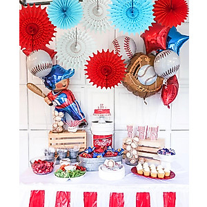 Dr Seuss Cat in The Hat Birthday Decorations Thing 1 and Thing 2 Decorations/Cat in The Hat Baby Shower Decorations/Turquoise Red Tissue Paper Fans for Circus Carnival Birthday Party Decorations