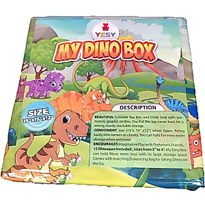Toy Chest for Boys, Storage Bins for Toys, Toy Box for Boys, Kids Toy Storage Bins, Sturdy & Foldable, Removable Divider, Dinosaur Storage Containers for Playroom, Bedroom, Home, Dinosaur Pattern