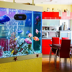 Aquarium Thermometer, Digital Fish Tank Thermometer with Stick-on High Precision Sensor to ±0.18°F, Wireless Thermometer Tank Accessories for Fish Axolotl Turtle Tank and Other Reptiles