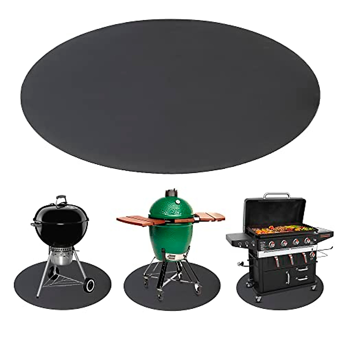 Mister Buddy Mat, 48” Round Rubber BBQ Grill Mat - Under Outdoor Grill Pad to Protect Deck, Patio, and Floors