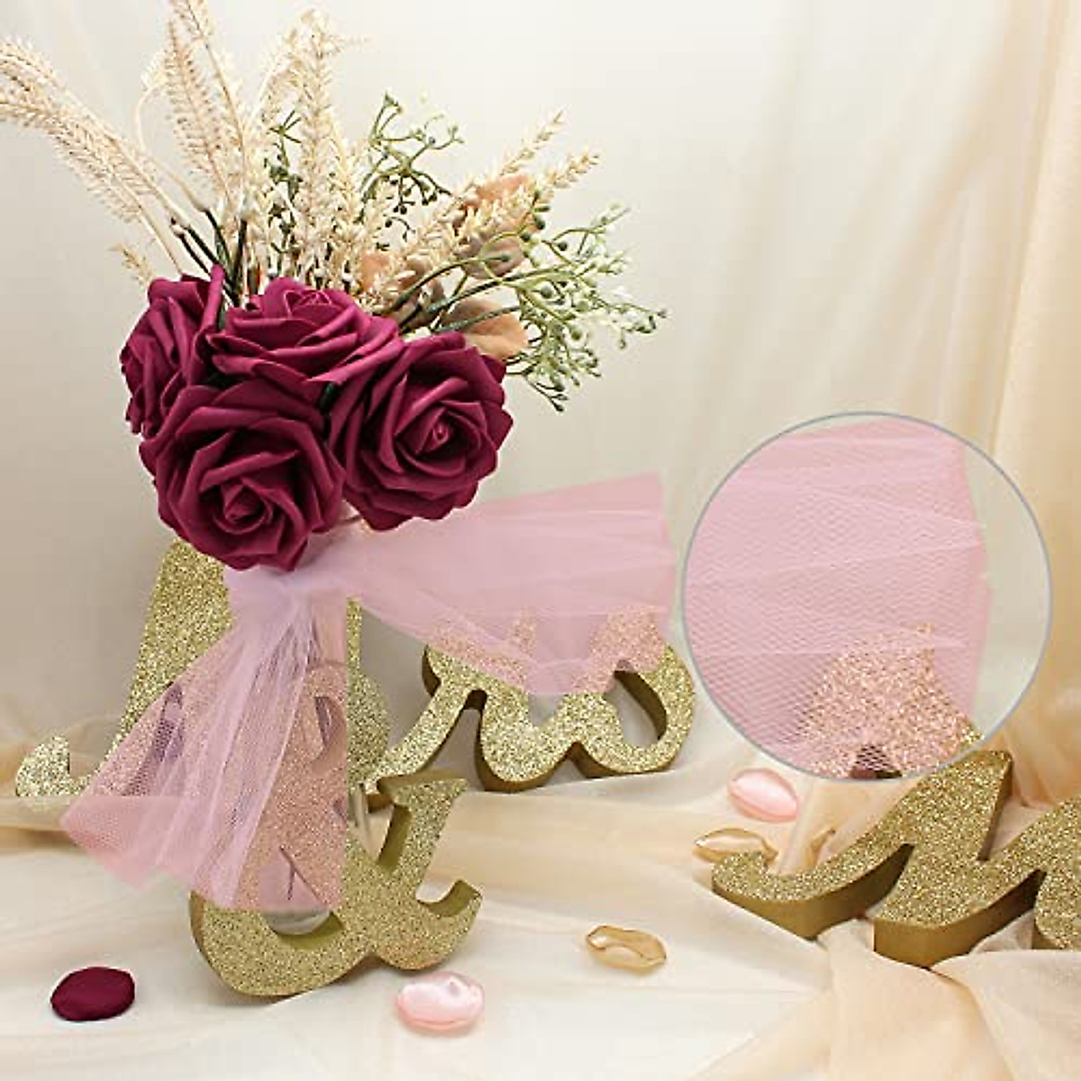 Tulle Fabric Rolls by Yards, Tulle Organza Fabric Spool for DIY Decor Wedding Backdrop Crafts Birthday Party Supplies Tulle Spool for Gift Bow Craft Tutu Skirt (6" X 300 Yards, Pink)