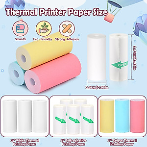 HUIJUTCHEN 10 Rolls Thermal Mini Printer Paper for Inkless Mini Printer, 5 Rolls Thermal Sticky Paper & 5 Rolls Thermal Plain Paper, 57X25mm, for Notes Journal Memo Photo Study