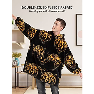 Lushforest Wearable Blanket oversized Hoodie, Super Warm and Cozy Sherpa Fleece Hooded body Sweatshirt Blanket, Thick Flannel Blanket with Elastic Sleeves and Giant Pocket for Women Adults Men Teens