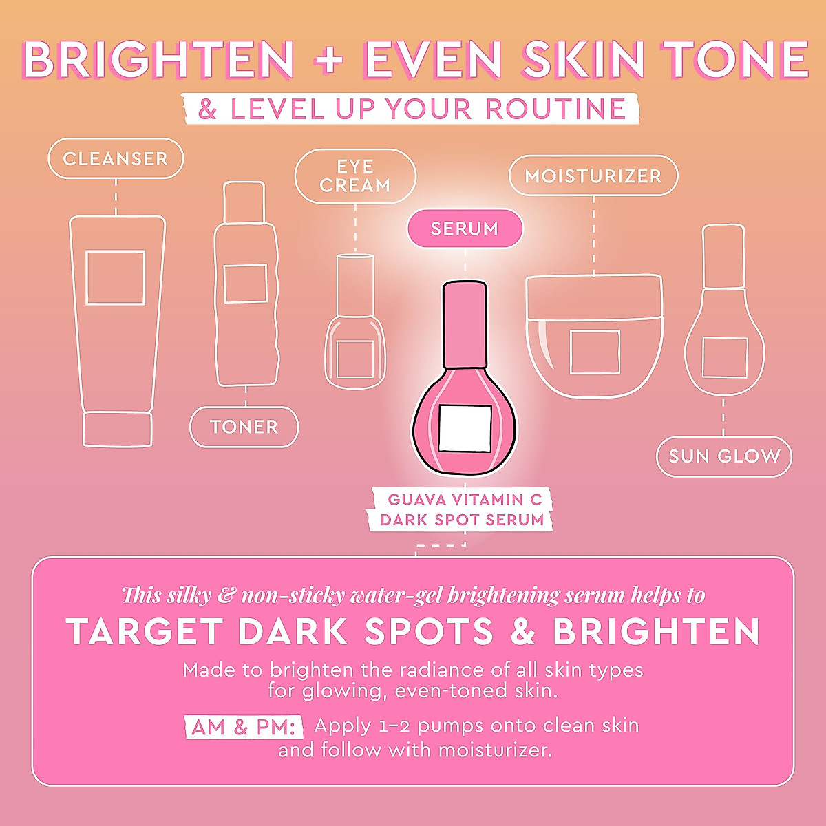 Glow Recipe Guava Vitamin C Face Serum - Dark Spot Korean Brightening Serum for Face with Tranexamic, Ferulic Acid & Vitamin E for Even Tone & Glowing Skin - Stable Vitamin C Skin Care (30ml)