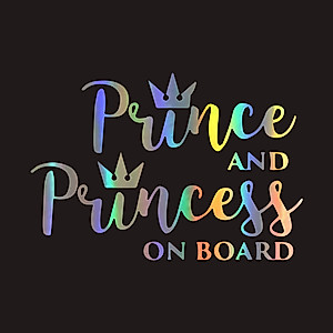 Meitinalife Prince and Princess on Board Car Stickers and Decals Baby Kids ON Board Stickers Baby in Car Styling Bumper Sticker Windshield Window Vinyl Decal for Car Body Door Decor 4.33"x6.29" (Dazzle)