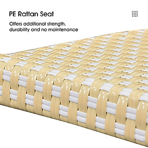 PURPLE LEAF Bistro Chair (Set of 2) French Hand-Woven Wicker Chairs for Outdoor Patio Porch Garden Indoor, Bamboo Print Finish, Cream Yellow, Dining Chairs