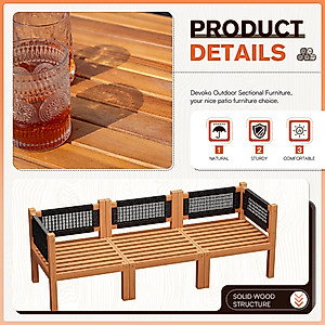 Flamaker Outdoor Sectional Couch Patio Sectional Sofa with Acacia Wood Table,5 Pieces Outdoor L-Shaped Couch with Soft Cushion for Patio,Garden,Backyard(White)