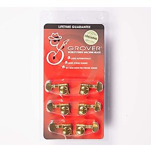 Grover 406G Rotomatic 18:1 Self Locking 3 Per Side Machine Heads, Gold