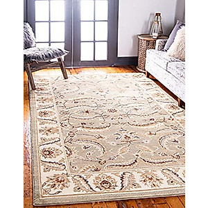Unique Loom Voyage Collection Traditional Oriental Classic Intricate Floral Design Area Rug, 9 ft 12 ft, Light Green/Ivory