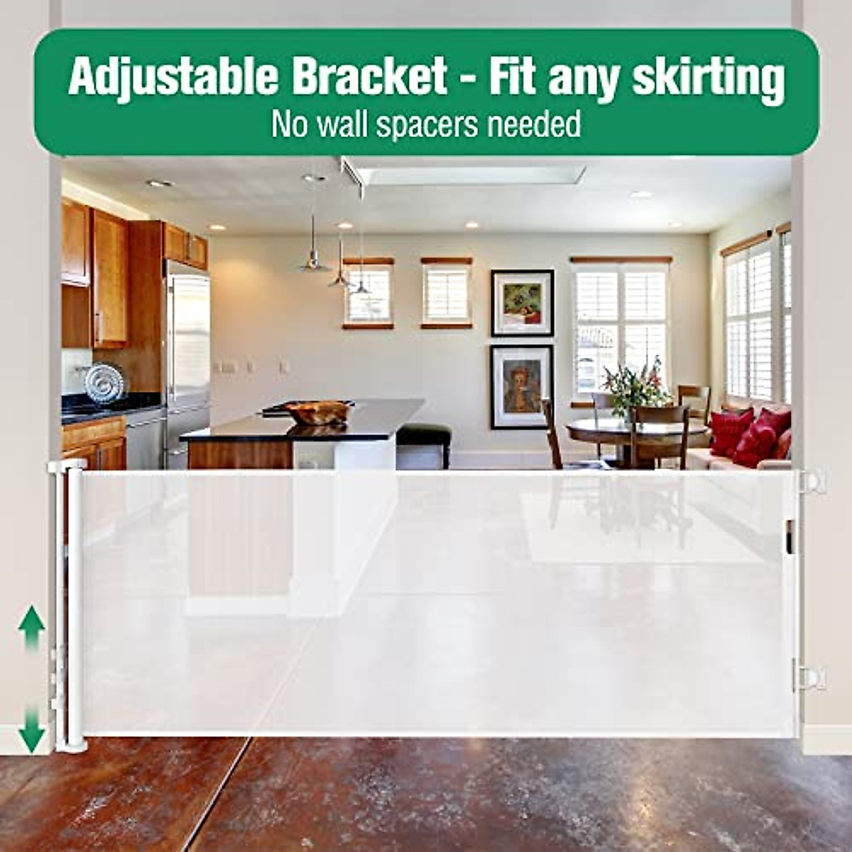 110 Inch Extra Wide Baby Gate for Large Openings Retractable Baby Gates Indoor Outdoor Extra Long Baby Gate for Doorway Stair Gates for Kids or Pets Extra Large Dog Gate for Stairs (35"Tallx110"Wide)