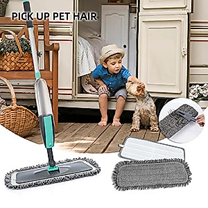 Spray Mops for Floor Cleaning Microfiber Floor Mop with 3 Washable Pads 1 Holder 1 Scraper Wet Dry Floor Cleaner 360 Degree Spin Dust Mop Hardwood Floor Mop