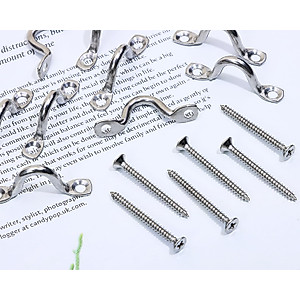 PENTA ANGEL 10PCS 1/4" 316 Stainless Steel M4 Pad Eye Deck Loops Strap with 20PCS 3.5mm Fast Installation Standard Cross Flat Head Tapping Wood Screws (M4-10PCS)