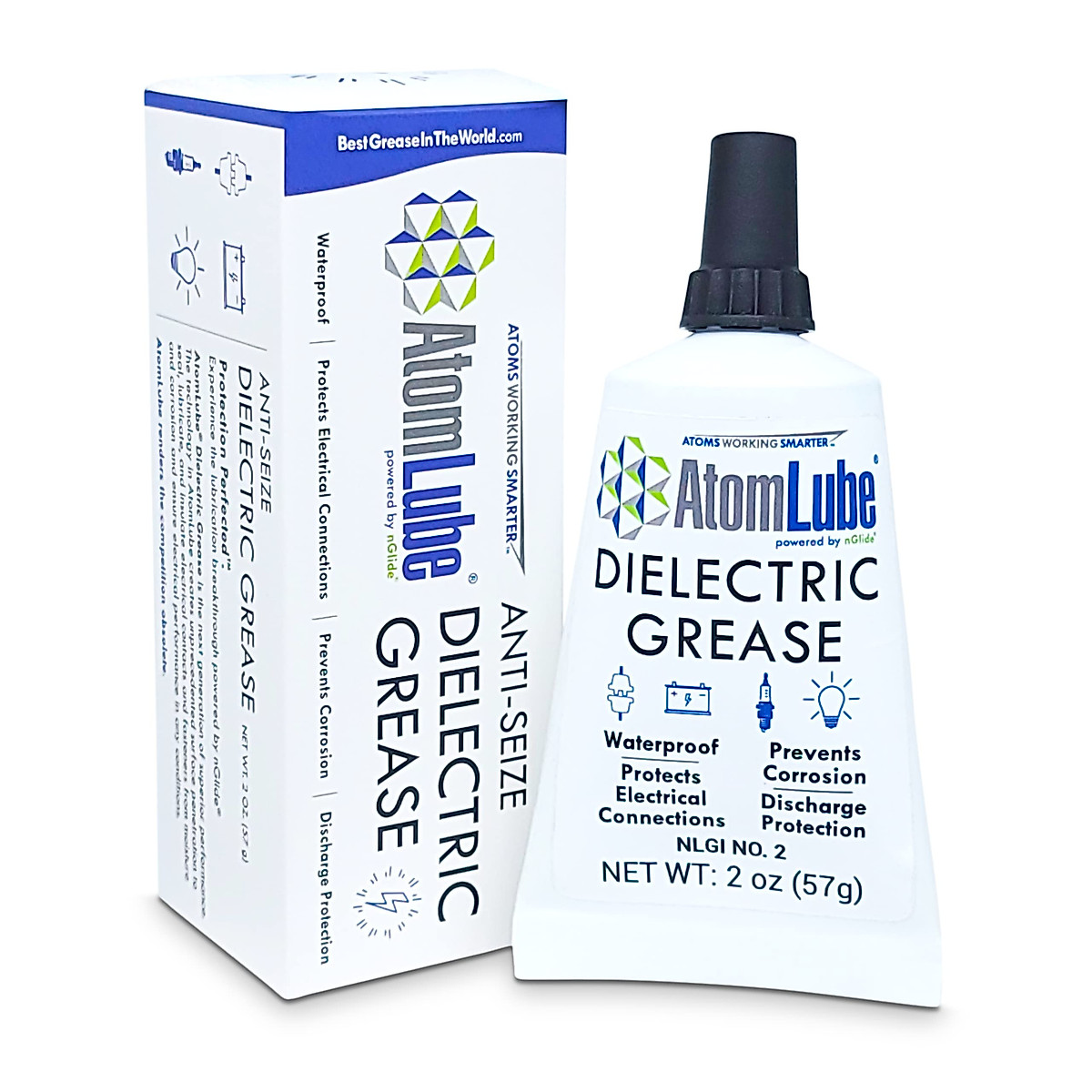 AtomLube Dielectric Grease, 2 Oz. Tube | Waterproof Dielectric Silicone Grease for Electrical Connectors, Switches, and Sensors | Safe High Temp Grease & Multipurpose Electric Grease