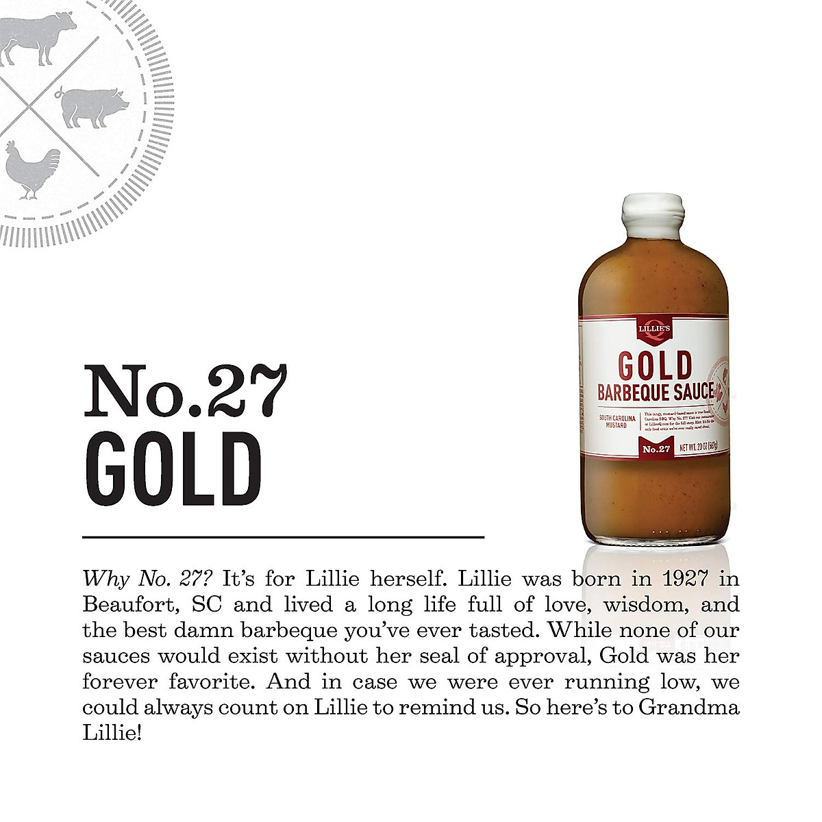 Lillie’s Q - Gold Barbeque Sauce, Gourmet Carolina Sauce, Tangy BBQ Sauce with South Carolina Mustard, Premium Ingredients, Made with Gluten-Free Ingredients (20 oz)