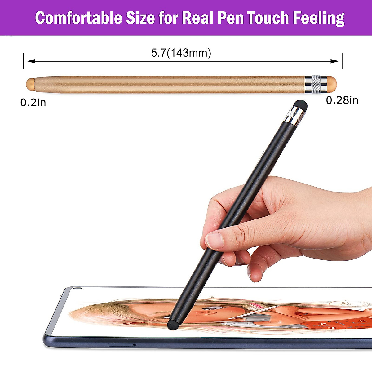 Liromna Stylus Pens for Touch Screens(4 Pcs), Sensitivity Capacitive Stylus 2 in 1 Stylus Pen with 8 Extra Replaceable Tips for iPad Tablets Samsung Galaxy PC All Universal Touch Screen Devices