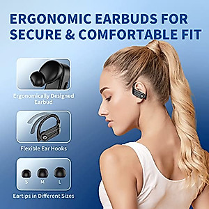 Wireless Earbuds Bluetooth Ear Buds with Mic, 72H Wireless Headphones Bluetooth 5.3 Sport Earbuds Digital LED Display, IPX7 Waterproof Over Ear Earphones with Hooks for Sports Running Workout Gym