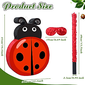 Pasimy Ladybug Piñata with Blindfold Bat Confetti Ladybug Party Decorations Ladybug Birthday Party Supplies Summer Parties Game Insect Party PiñataCarnival Decorations, 16 x 11.8 x 2.9 Inches
