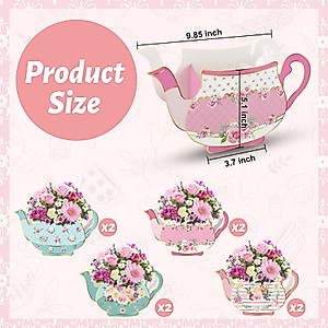 8 PCS Tea Party Decorations Flower Boxes Centerpiece Floral Teapot Decorations for Party Princess Tea Party Table Centerpiece for Tea Birthday Favors Garden Wedding Supplies