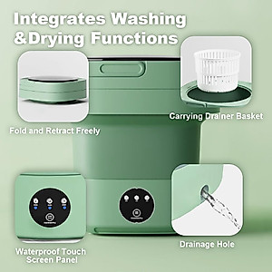 Portable washing Machine and Dryer Combo, Foldable Mini Washing Machine, Automatic Portable washing Machine for Baby Clothes Sock Underwear or Small Items, Suitable for Laundry Camping RV Travel 6.5L