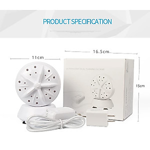 Ultrasonic Washing Machine, Double Power Version, 2023 Upgraded Portable Twin Turbo Washer, Portable Washing Machine with USB and Speed Control for Travel Business Trip or College, White - AB