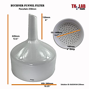 TN Lab Huge Buchner Funnel Kit 250mm Porcelain Buchner Funnel 10000ml 10L Filter Vacuum Flask