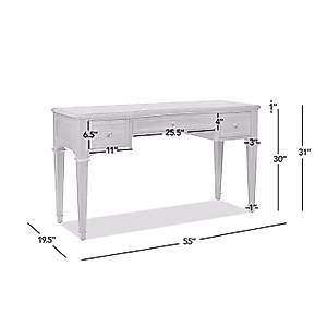 Jennifer Taylor Home JTH Luxe Dauphin 55" 3-Drawer Wood Executive Desk, Natural Brown Wood