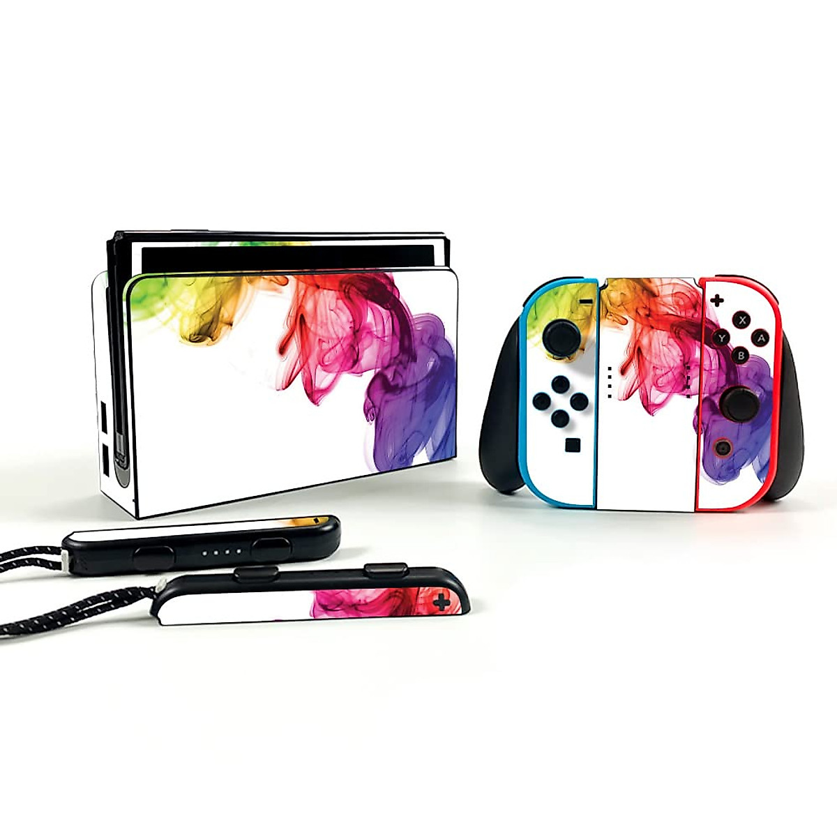 MightySkins Skin Compatible with Nintendo Switch OLED - Rainbow Smoke | Protective, Durable, and Unique Vinyl Decal wrap Cover | Easy to Apply, Remove, and Change Styles | Made in The USA