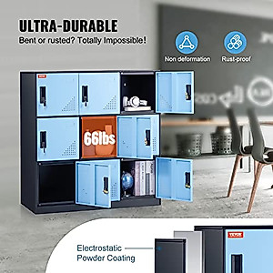VEVOR 9 Doors Storage Cabinet, Black-Blue
