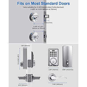 ApeStellar Keyless Entry Door Lock with 2 Lever Handles - Electronic Keypad Deadbolt - Front Door Lock Handle Sets - Auto Lock, Anti-Peeking Password, Easy Installation - Satin Nickel