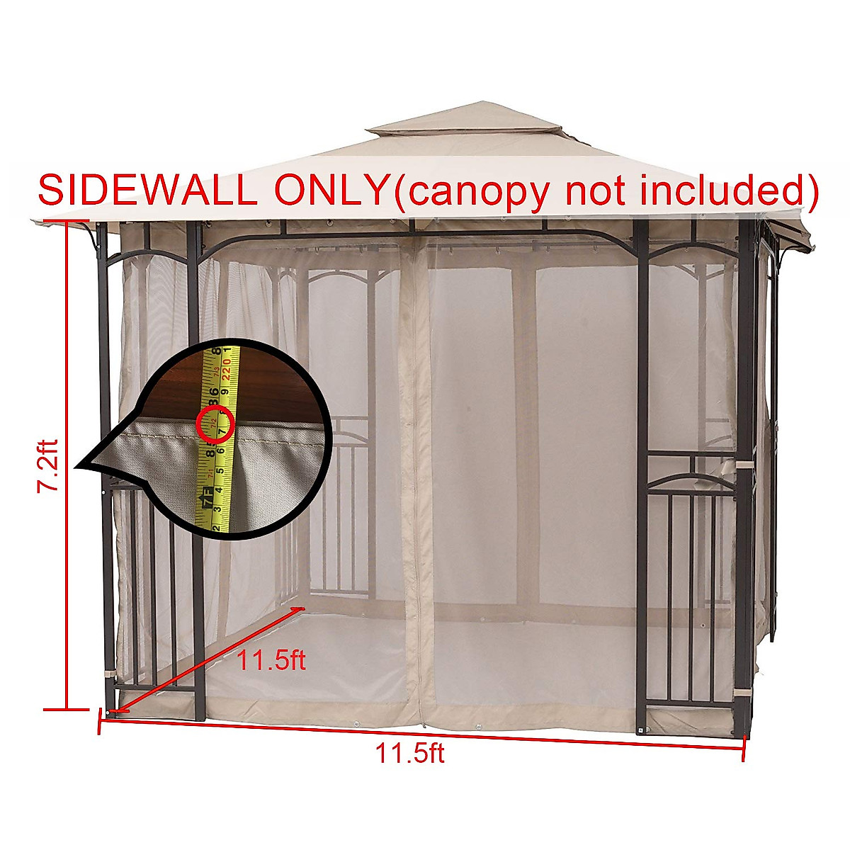 MASTERCANOPY Patio Gazebo Mosquito Netting Screen Walls ONLY (10x10, Beige)