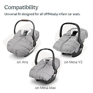 UPPAbaby CozyGanoosh for Aria and Mesa Infant Car Seat Carriers/Easily Attaches to Aria, Mesa, Mesa V2, Mesa Max/Ultra-Plush, Weather-Proof/Light Grey