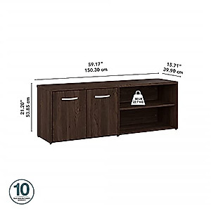 Bush Business Furniture Studio C Low Storage Cabinet with Doors and Shelves, Black Walnut