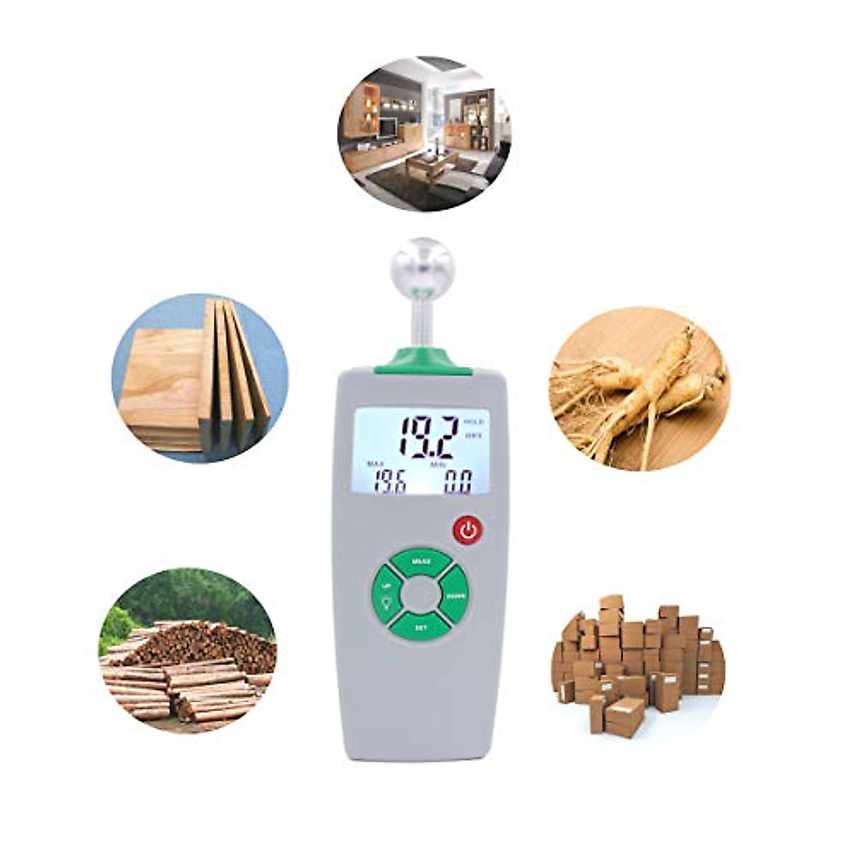 Pinless Wood Moisture Meter, CD-200 Digital Moisture Detector Moisture Tester Water Leak Detector, Backlit LCD Display With Ball Probe Measuring Wood Building Mater Firewood Walls Paper Floor