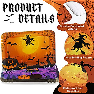 Rtteri 10 PCS Halloween Serving Trays Party Decorations 11 x 7.5 Halloween Food Trays Halloween Tray Halloween Party Trays for Halloween Theme Dessert Cupcake Birthday Party Tableware Supplies