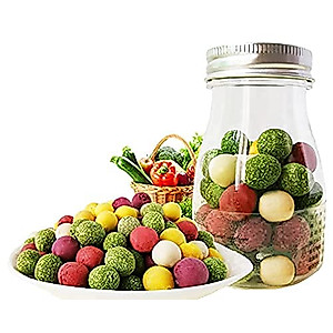 Rabbit Chew Toys, Small Animal Treats Include Fruit and Vegetable Balls, All Natural Baking Treats with Lucerne, Dandelion, Apple and Timothy Hay Ball for Guinea Pig, Hamster and Other Small Animals